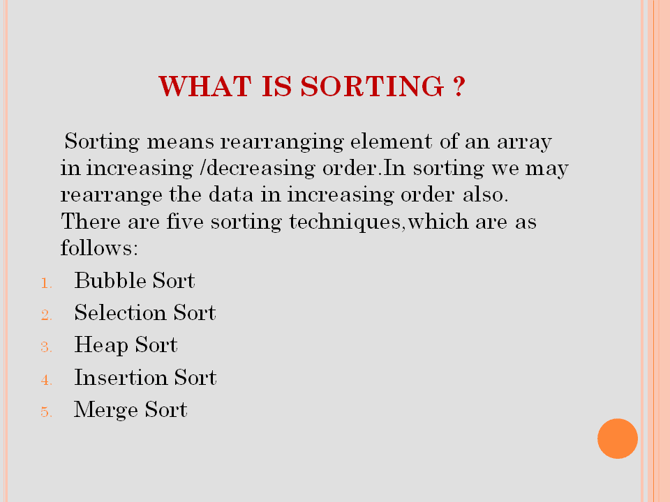 Slides: Sorting techniques - Tech Solutions