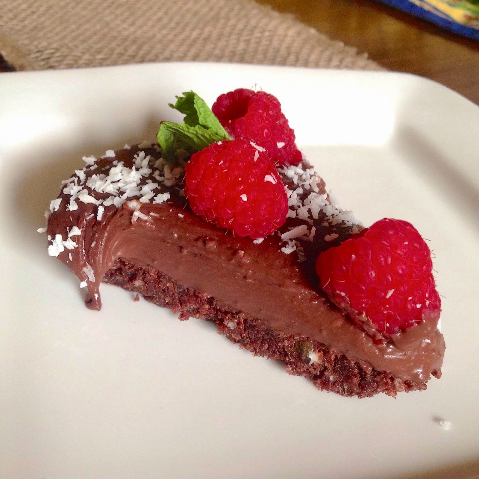 Chocolate Coconut Raspberry Tart
