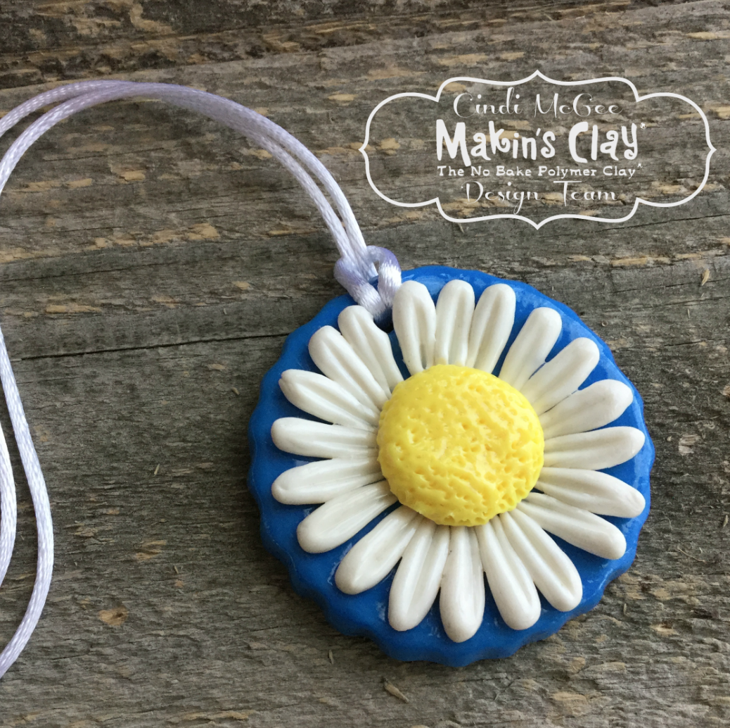 Spring Daisy Polymer Clay Pendant