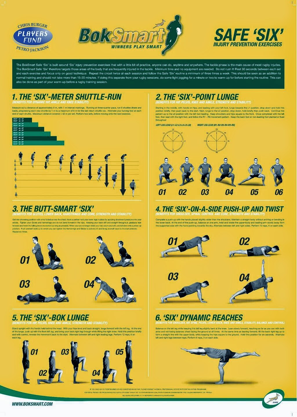 Rugby and Fitness: BOKSMART SAFE SIX EXERCISES
