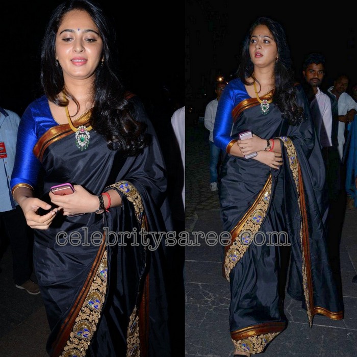 Anushka Shetty in Designer Black Sarees - Saree Blouse Patterns