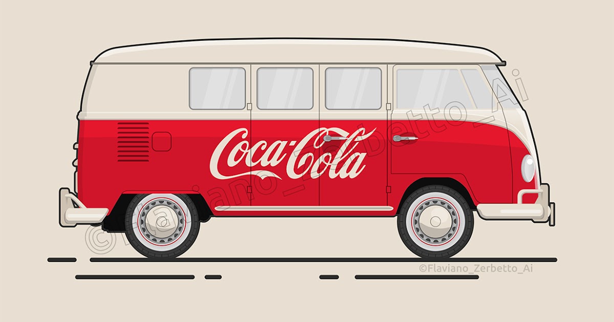KombiT1: Coca Cola VW T1 Van Flat Design