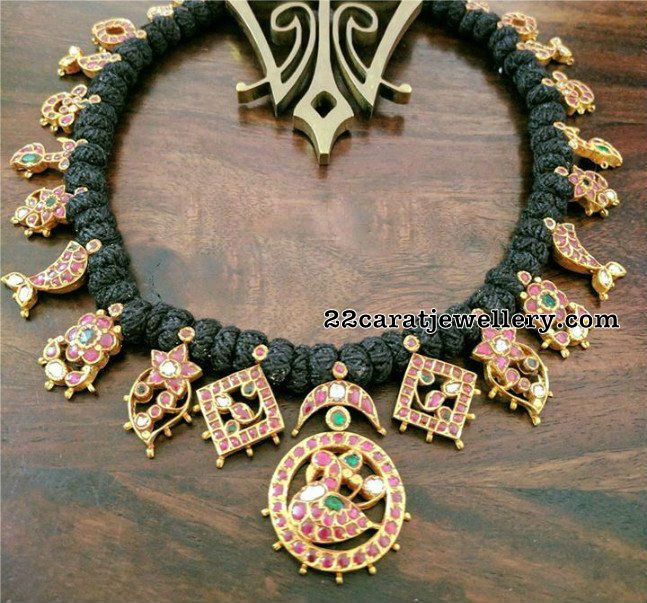 Black Thread Set with Peacocks - Jewellery Designs