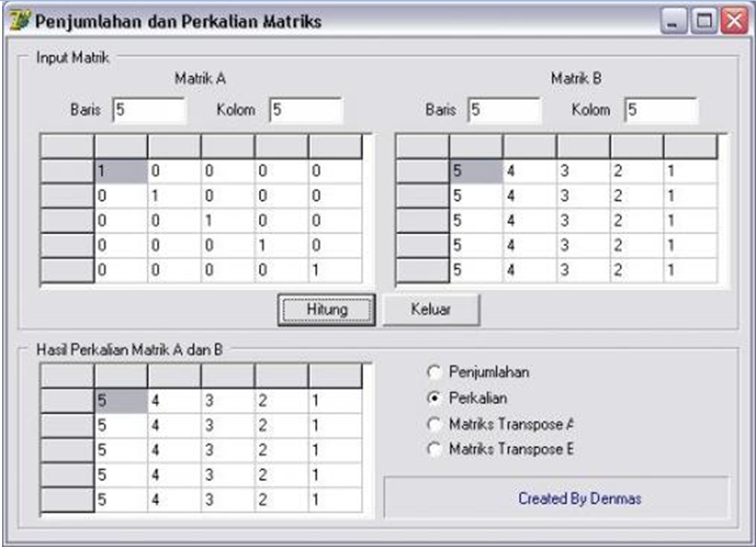 Membuat Operasi Matriks Dengan Delphi ~ Semut Lewat™