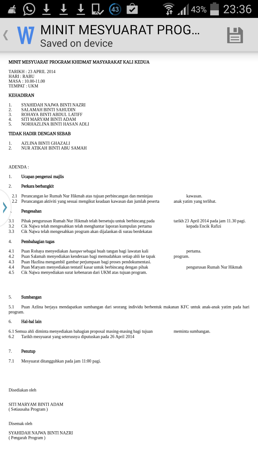 Contoh minit mesyuarat program khidmat masyarakat ipt - floasl