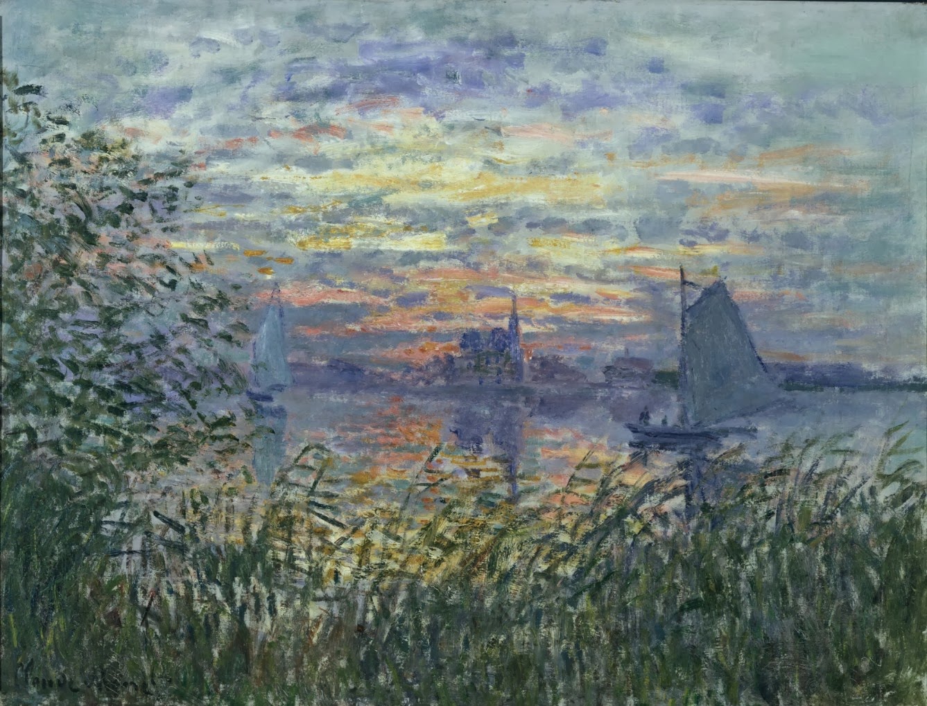 Sunset on the Seine 1874 Claude Monet ~ High resolution Art photos ...