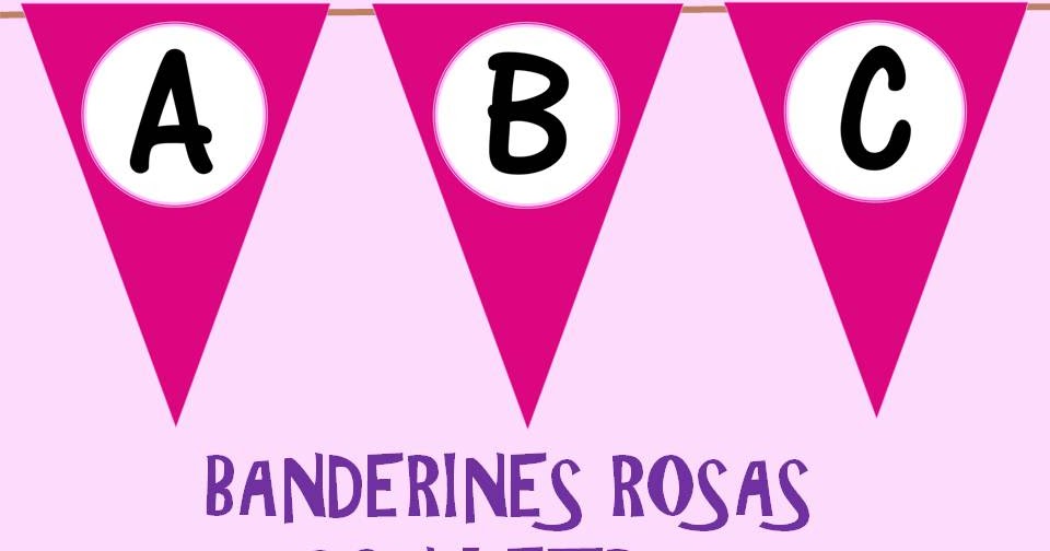 Banderines rosas con Letras - Alfabeto