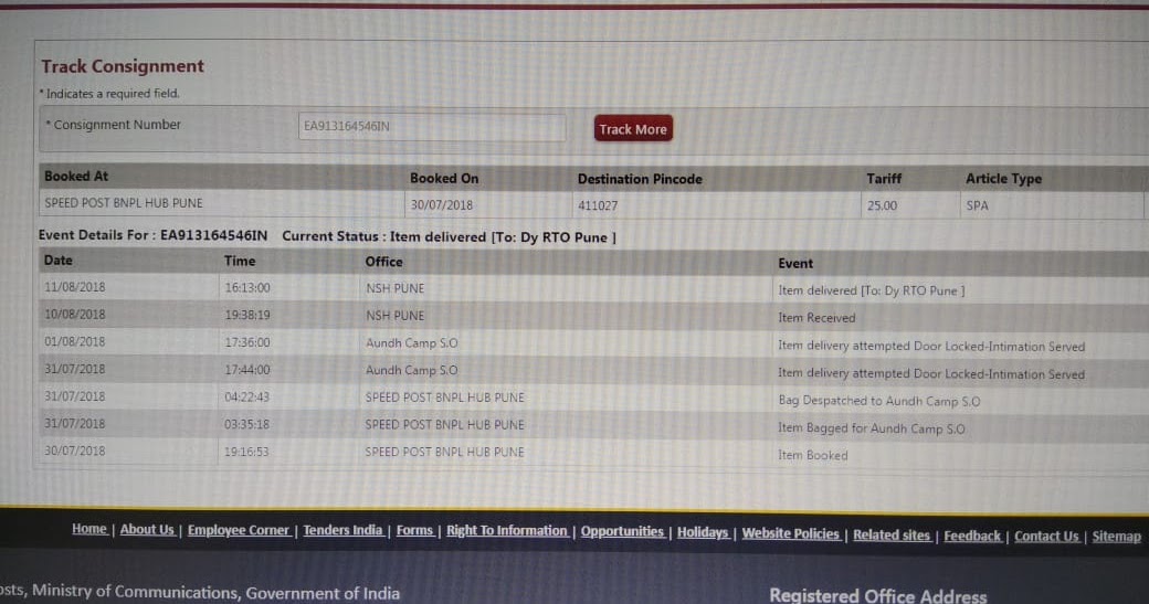 My Learnings: How to get the RC book returned from Post Office to RTO