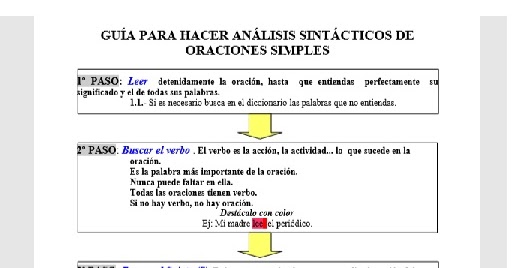 sexto paso a paso: Guía para hacer análisis sintáctico de oraciones simples