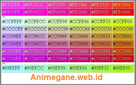 List Kode Warna Pada HTML ~ Animegane