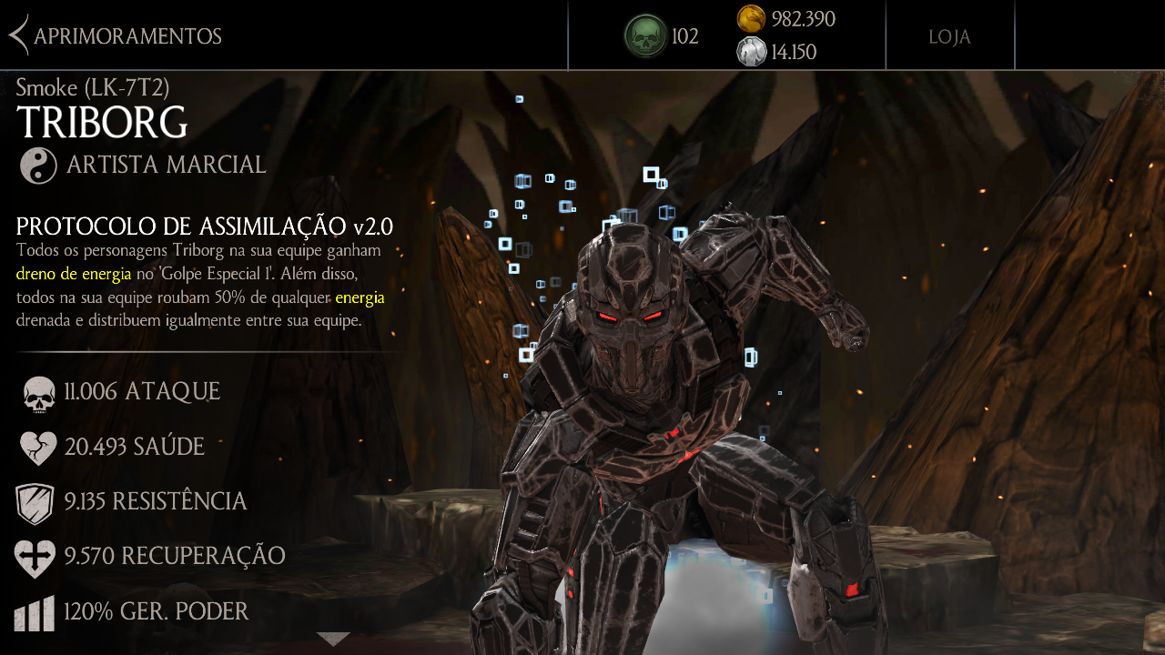 Galáxia Mortal Kombat : Repetição do desafio de Triborg (Smoke)