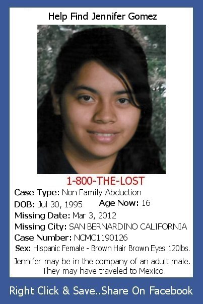 Posters To Help Find Missing Children: Help Find Jennifer Gomez
