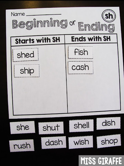 Miss Giraffe's Class: Digraphs Activities for First Grade and Kindergarten