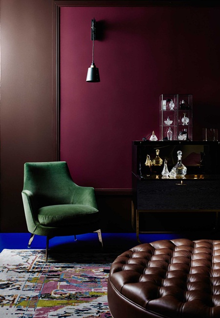 inspiracje w moim mieszkaniu: Bordowy kolor we wnętrzu