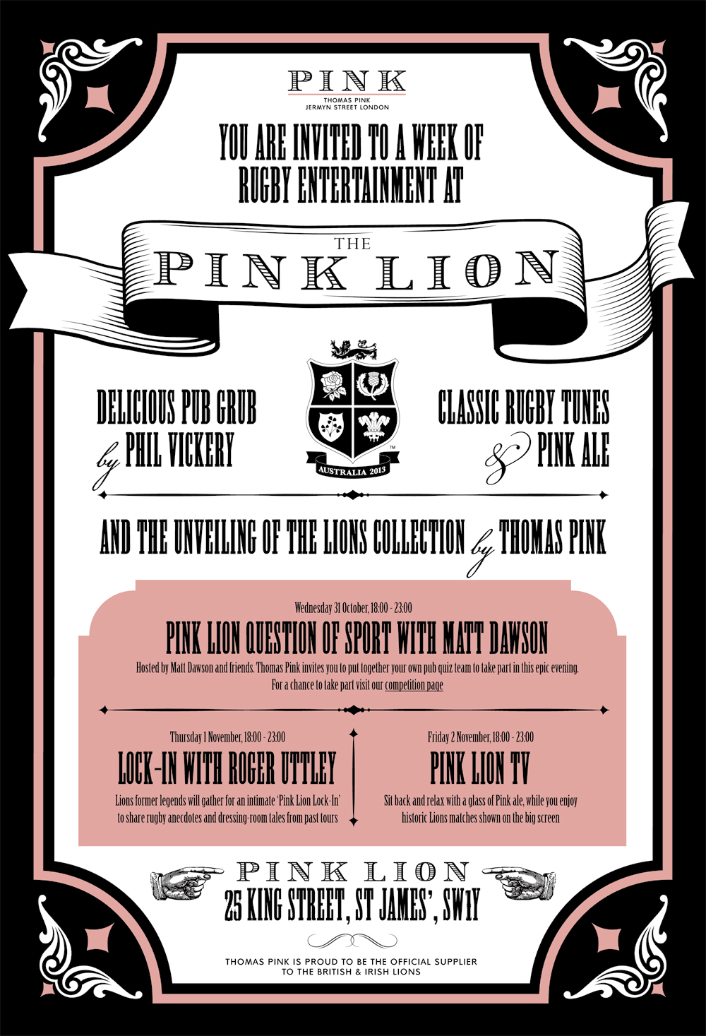 London Pop-ups: The Pink Lion Pop-up Rugby Bar near Piccadilly