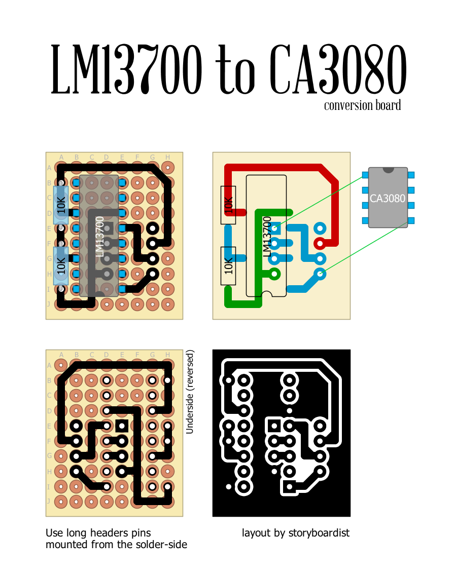 Perf and PCB Effects Layouts: LM13700 to CA3080 Conversion Board