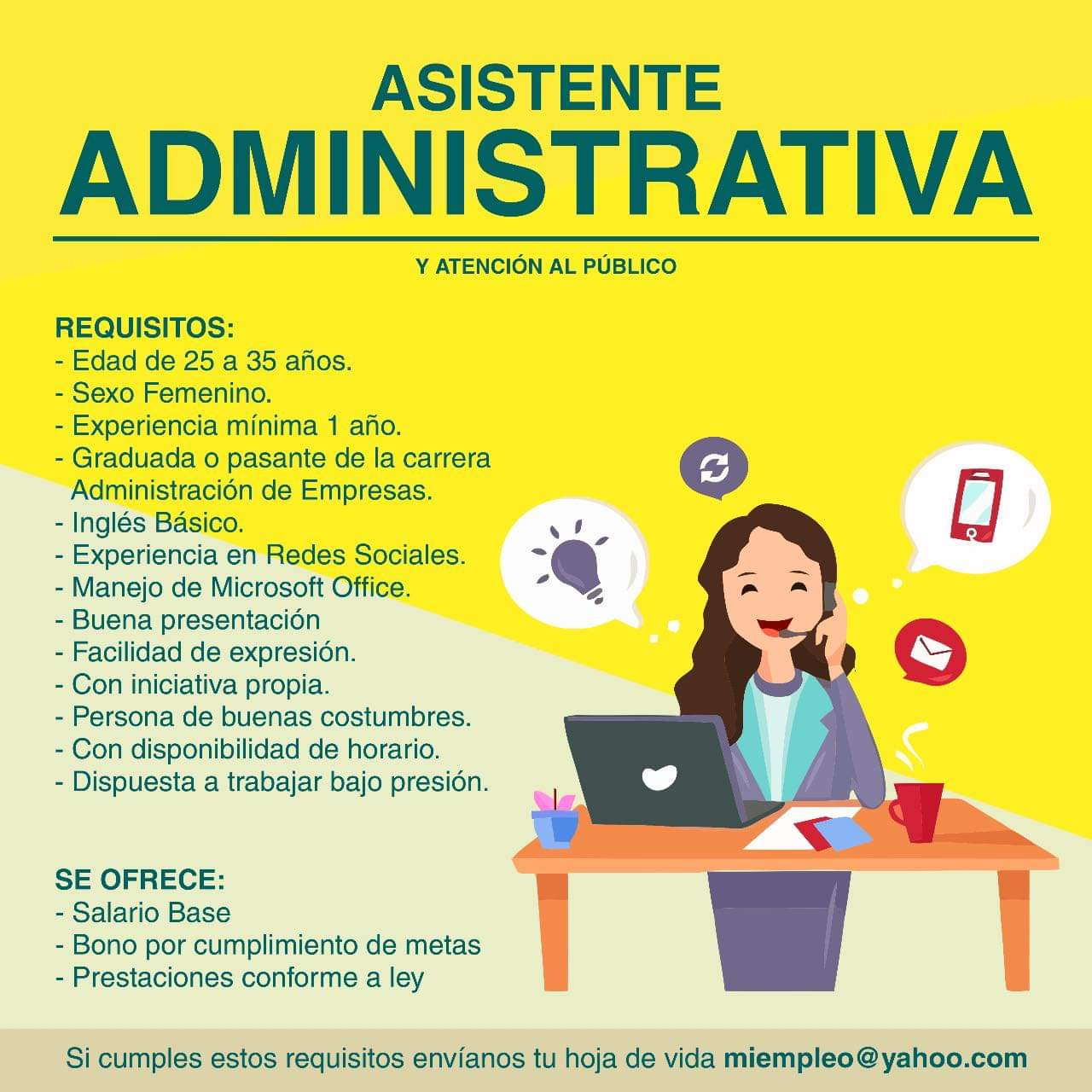 Asistente Administrativa y Atención al Público - Tegucigalpa