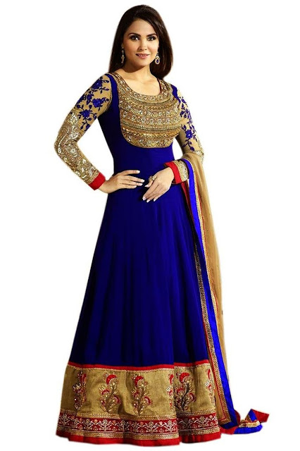 Navy Blue Floor Length Anarkali For Functions and Weddings ...