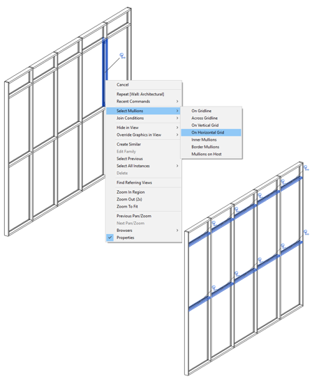 Revit Recess: Mullion Selection Options