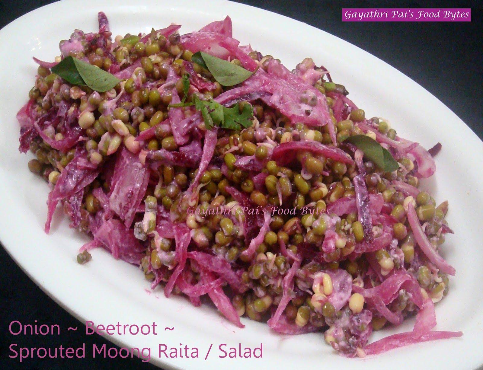 Gayathri Pai's Food Bytes: Onion ~ Beetroot ~ Sprouted Moong Raita / Salad.