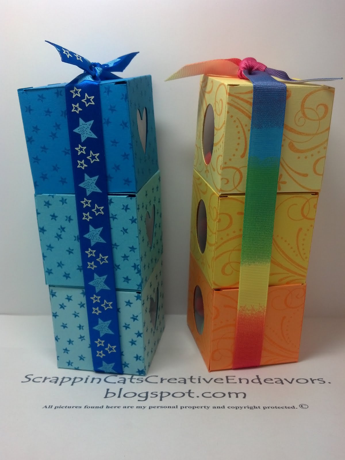 Welcome to Scrappin' Cat's Creative Endeavors: Stacked favor boxes