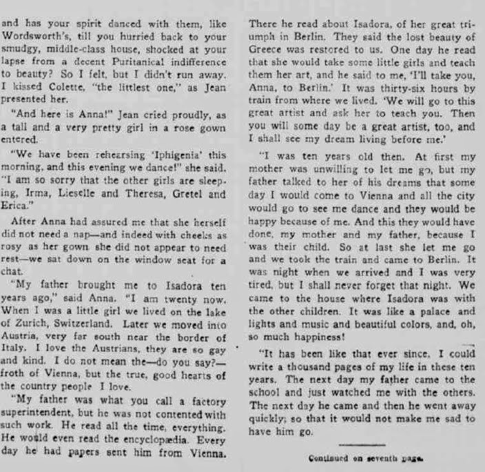 The legend of Isadora Duncan: Interview with Anna Duncan. New York ...