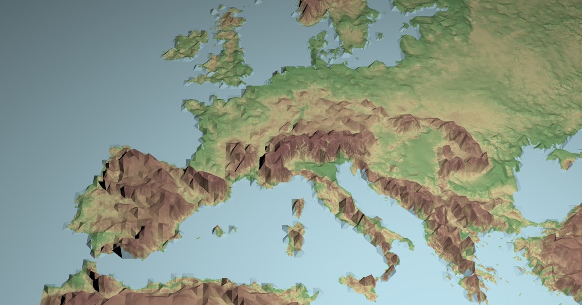 Low polygon 3D europe map