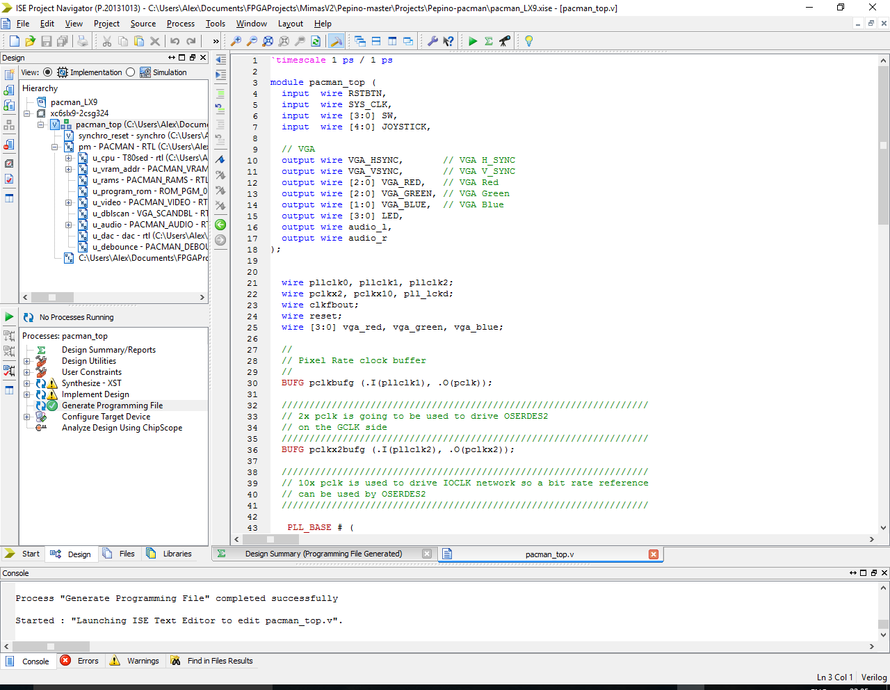 The Answer Is 42 Pacman Running On The Mimas V2 Fpga Development Board