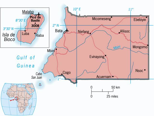 GUINEA ECUATORIAL - MAPAS GEOGRÁFICOS DE GUINEA ECUATORIAL