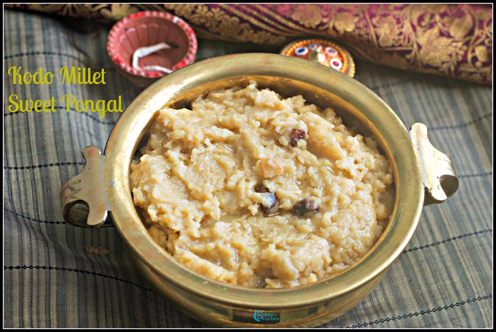 Varagu Arisi Sakkarai Pongal Recipe | Kudo Millet Sweet Pongal - Subbus ...