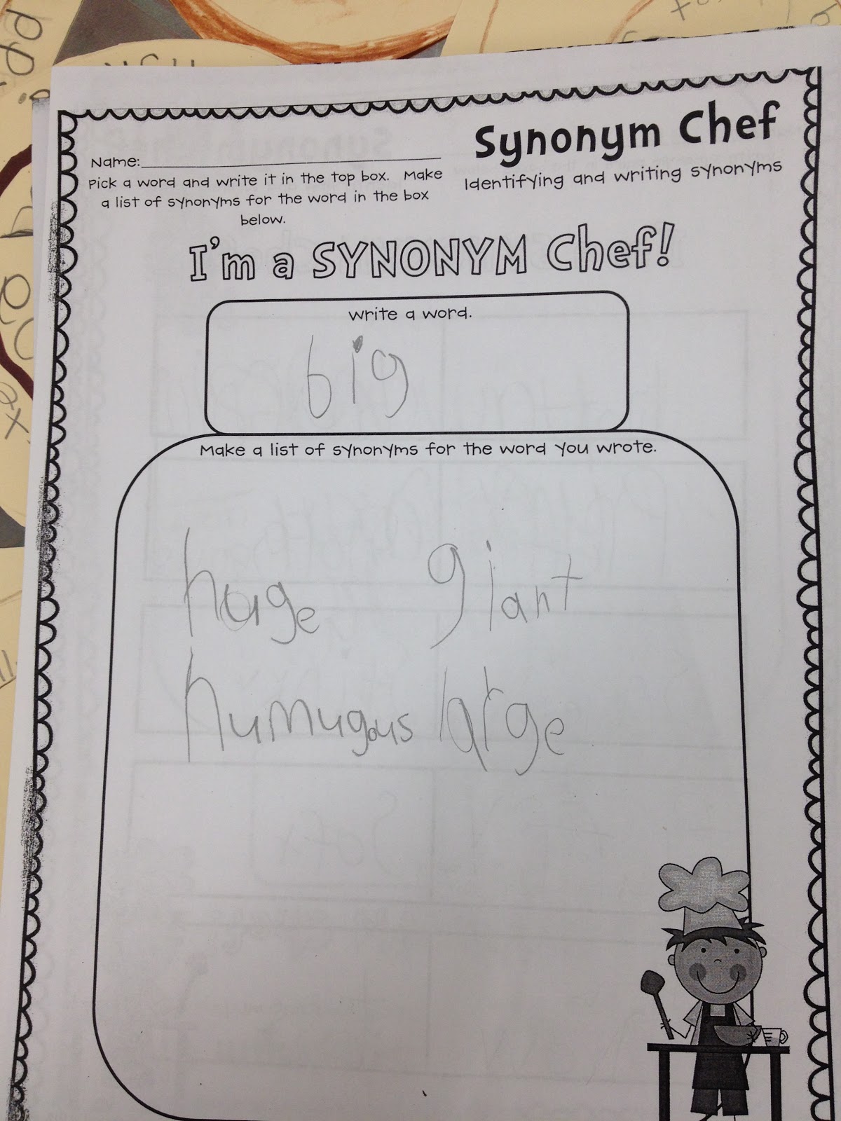 Life In Grade One!: Synonym Chefs!