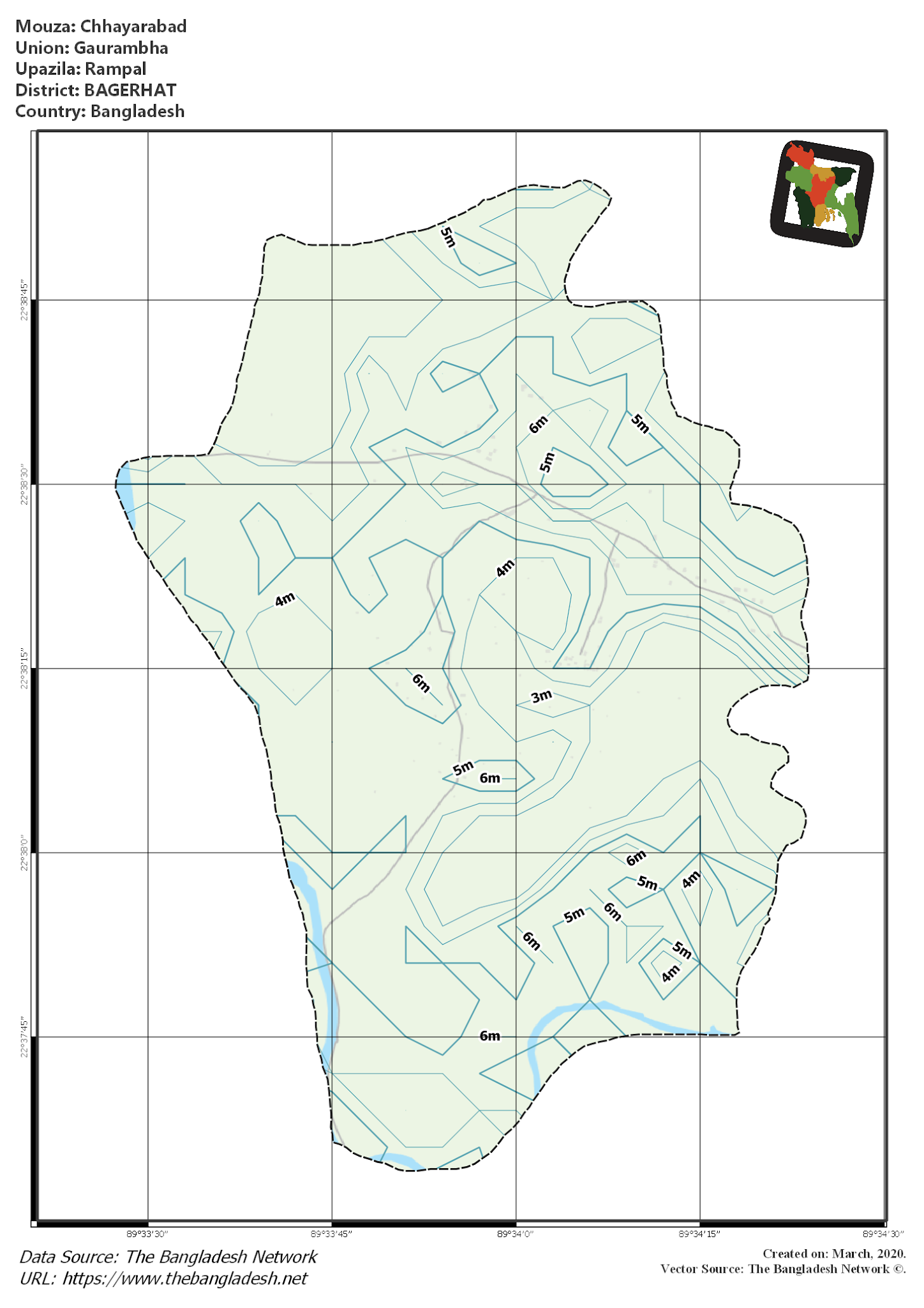 Map of Chhayarabad Mouza, Rampal, Bagerhat