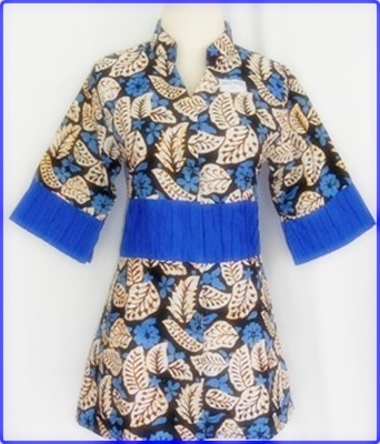 Model baju batik wanita modern warna biru
