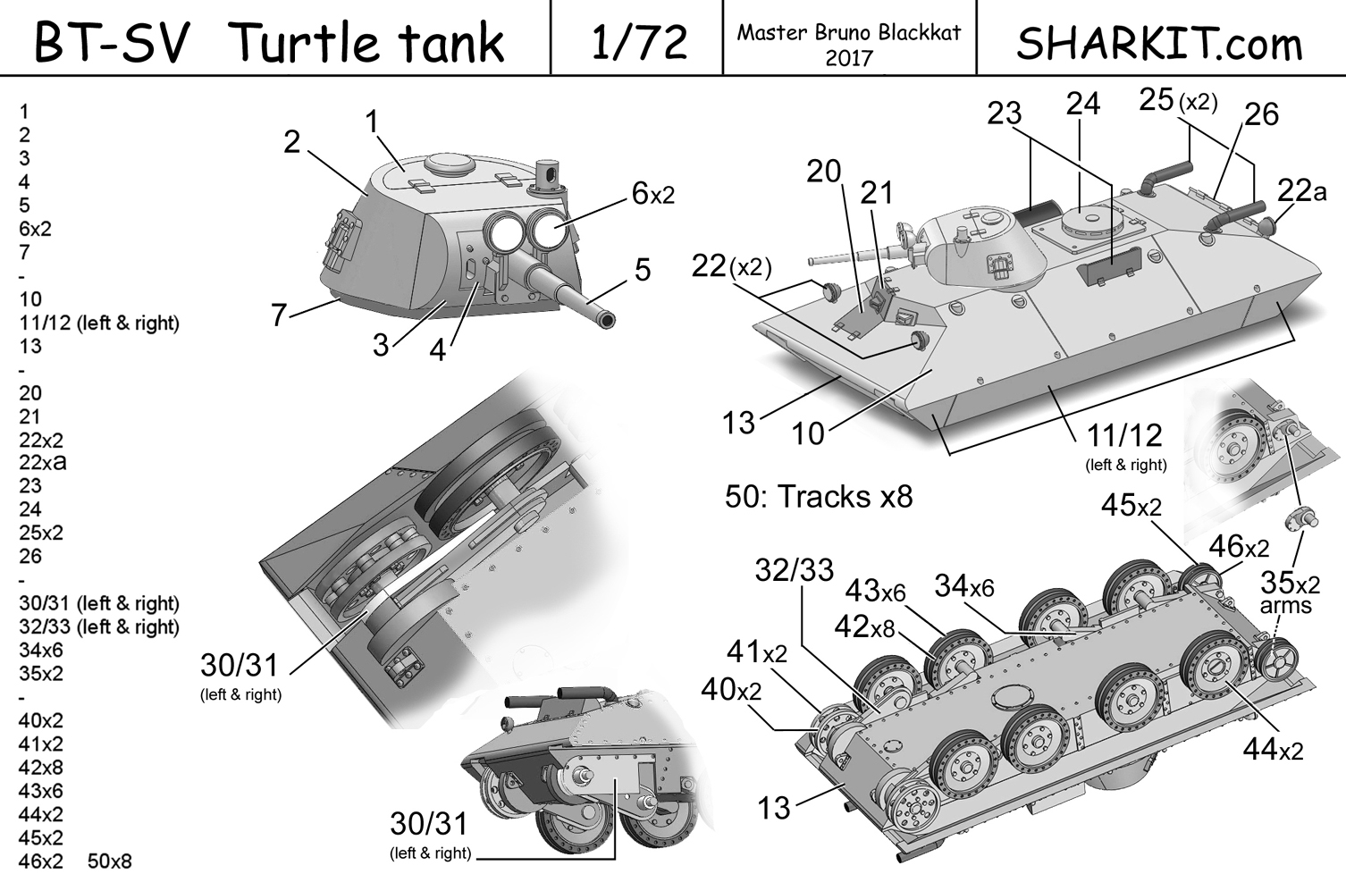 Renax Sharkit 1/72 Resin kits: BT-SV Turtle Tank 1/72 scale