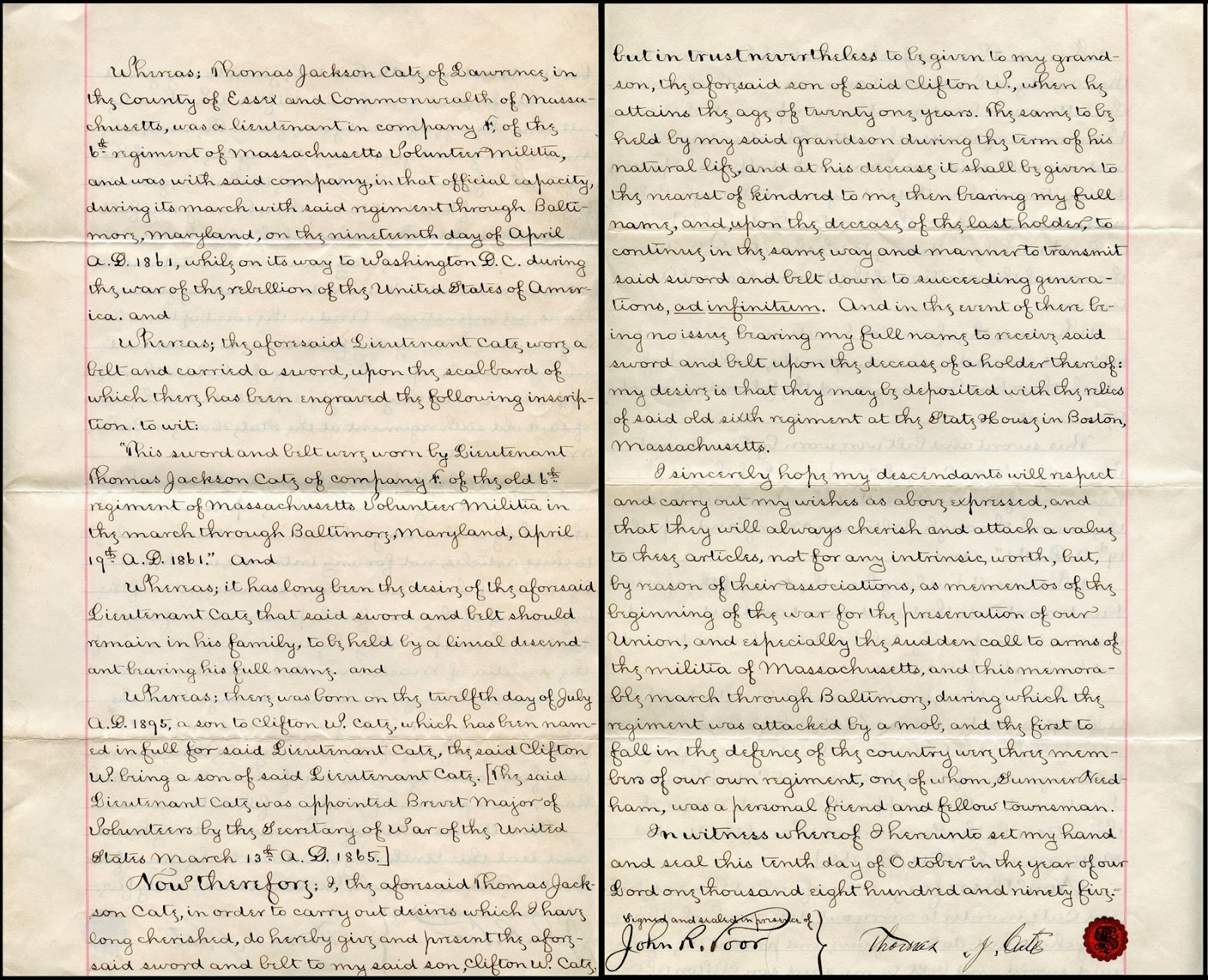 State Library of Massachusetts: Thomas Cate’s Civil War Sword ...