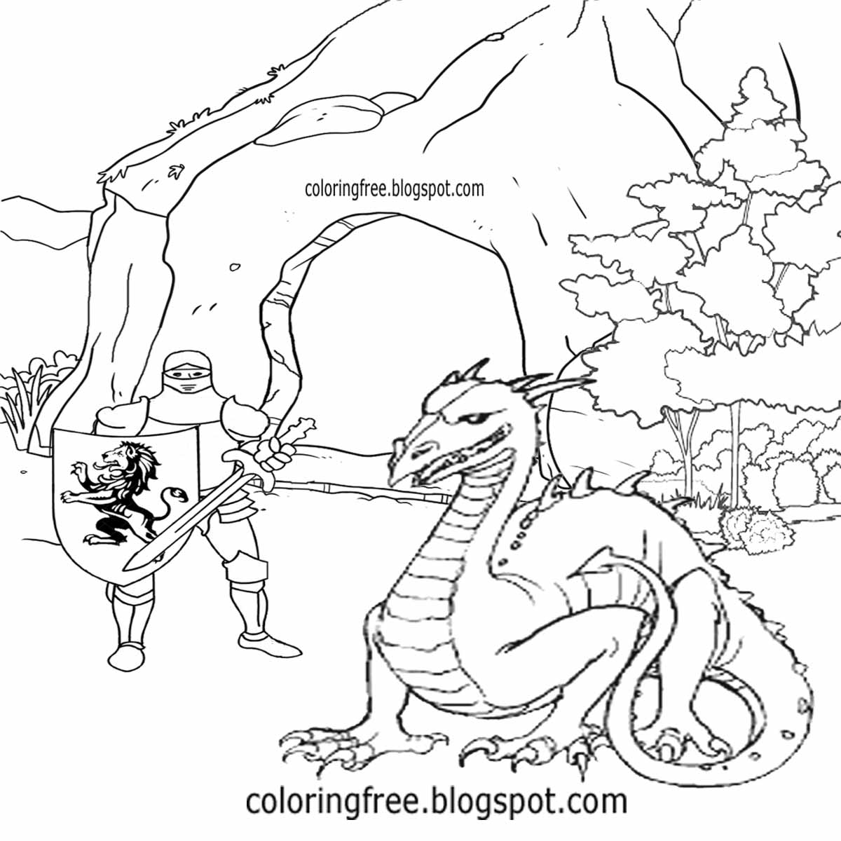 St George Dragon Stained Glass Coloring Pages Georges Medieval Saint ...