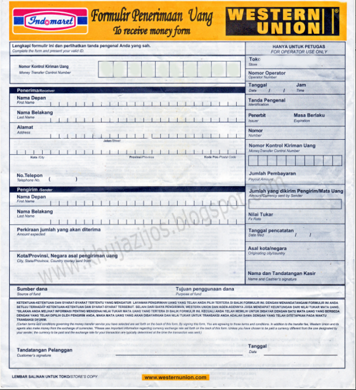 Tempat Pengambilan dan Mengirim Uang Western Union - Sembuh Sehat