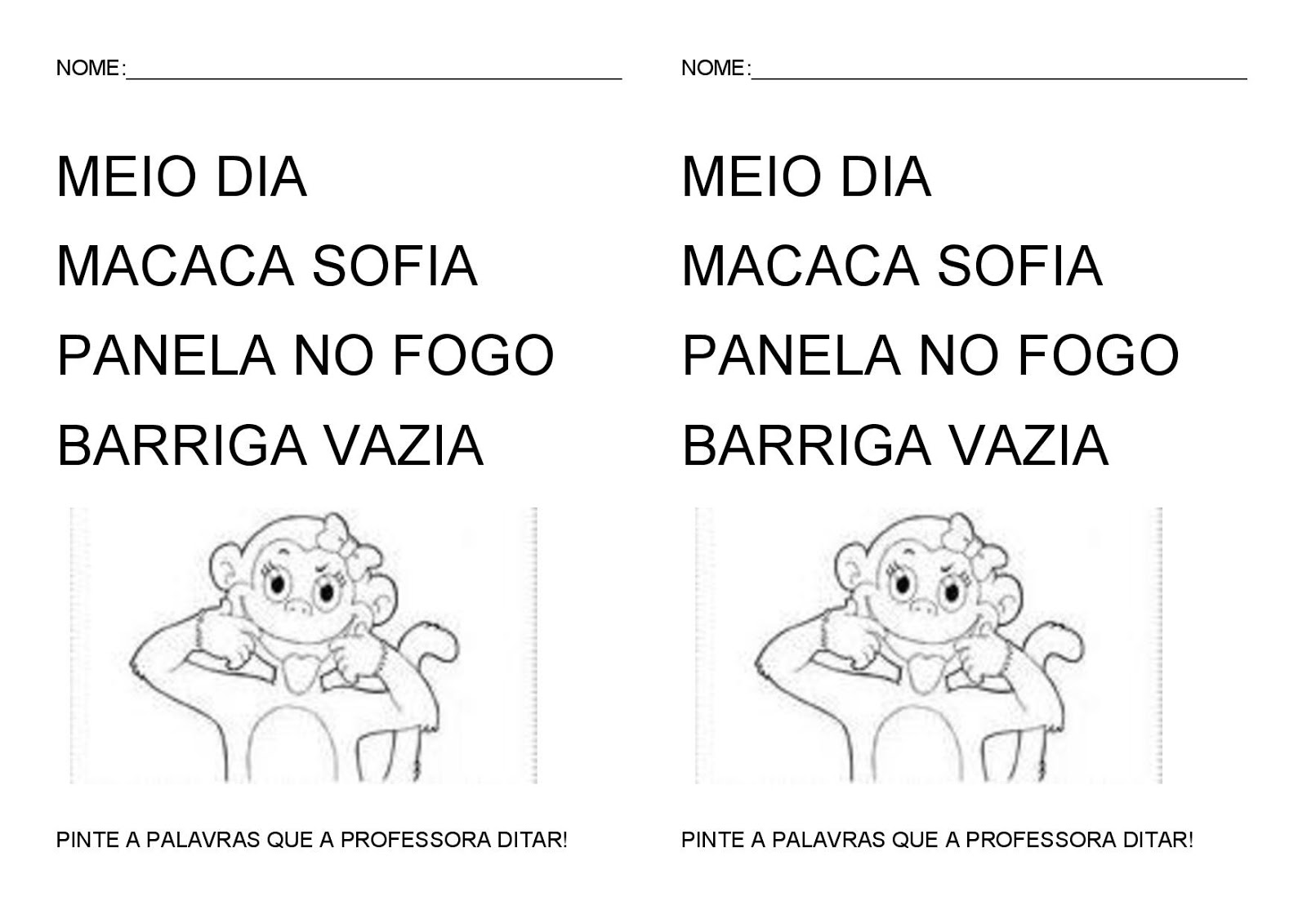 1º ano Macaca Sofia repassando