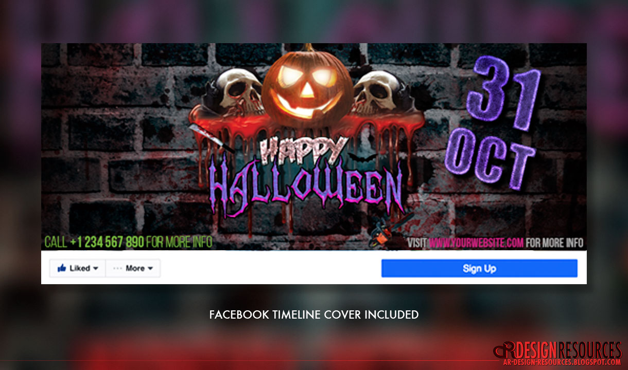 Spooky Halloween Flyer, and Facebook Timeline Cover | dR Design Resources