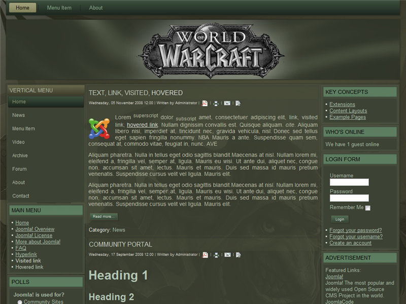 templates for world of warcraft websites: World of Warcraft template 004