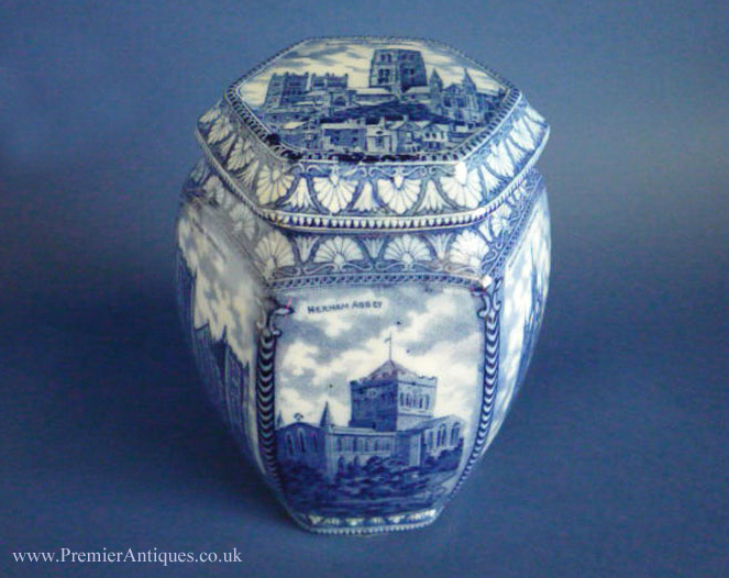 Premier Antiques: Maling 'Cathedrals' Hexagonal Ringtons Tea Caddy