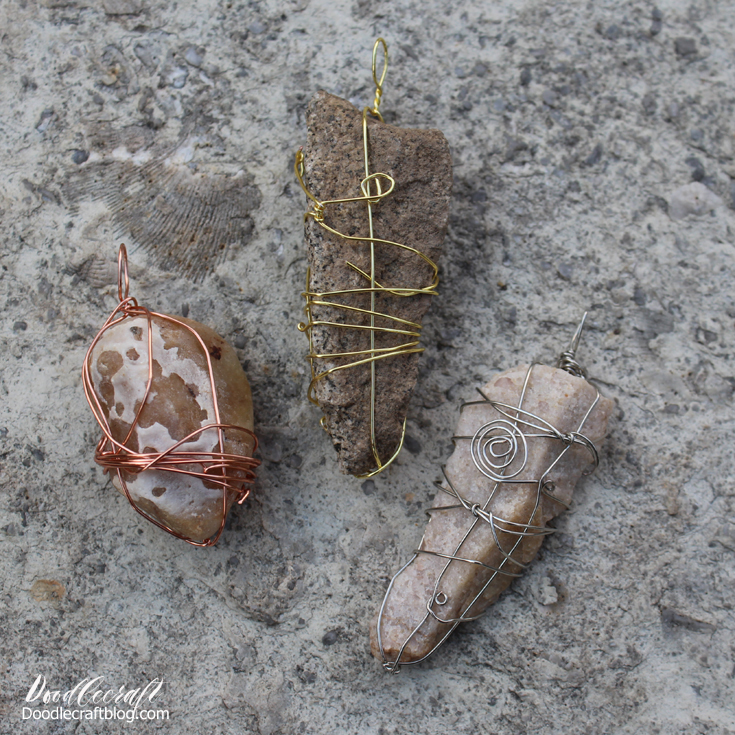 Wire Wrapped Natural Rock Pendants!