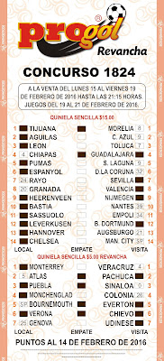 ProGol-Quinielas: Mi quiniela Progol Revancha 1824