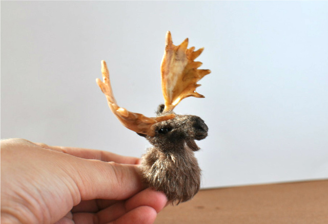 MALINIKminiatures: Dollhouse Miniature Moose Head Wall Mount OOAK