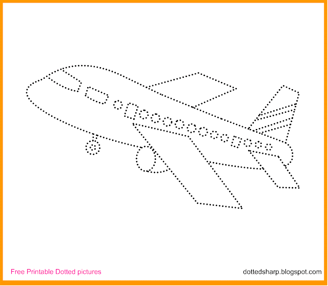 Free Dotted Printable for kids: Dotted Aeroplane activity