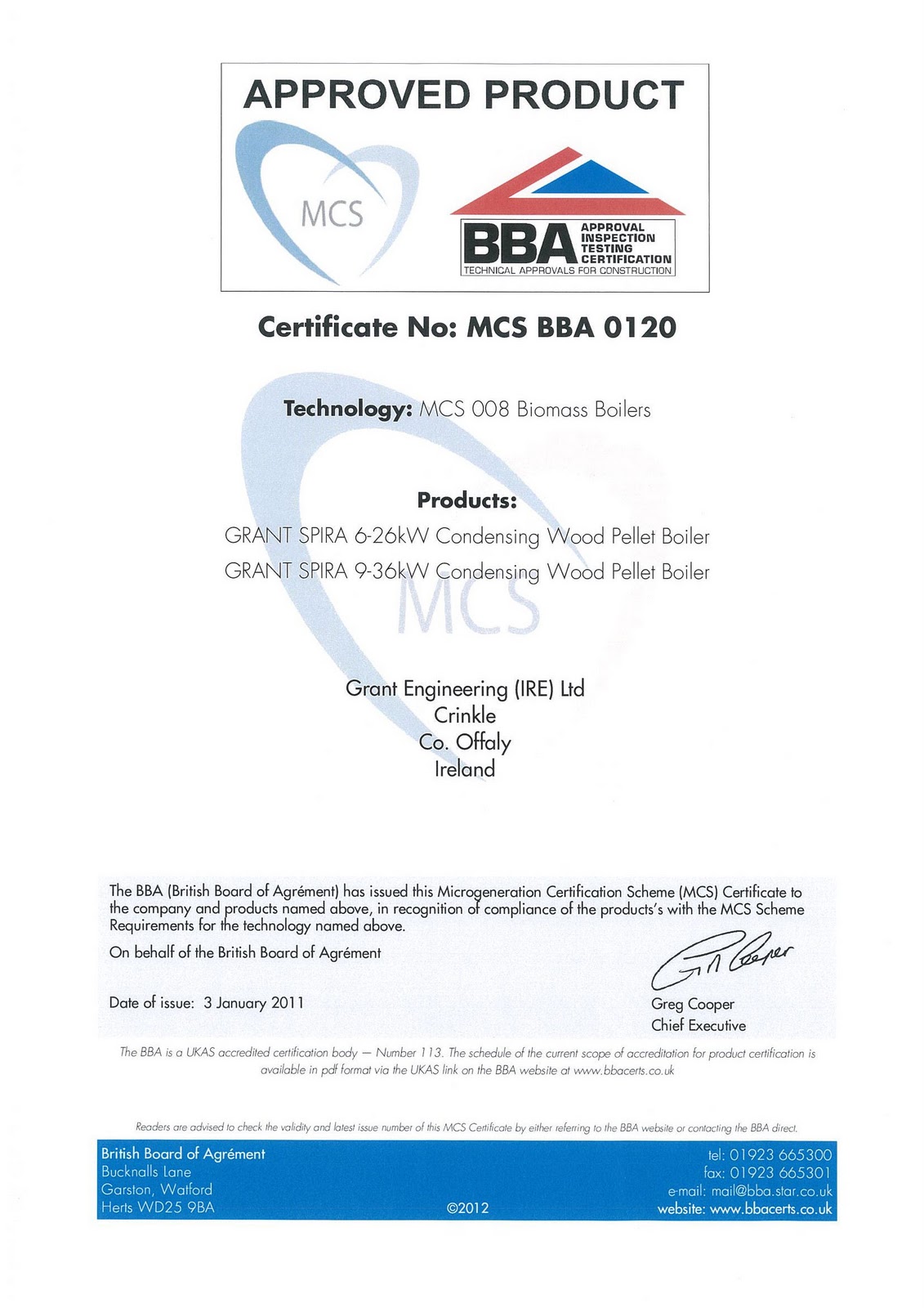 Green Energy Technology: Grant Spira completes MCS certification