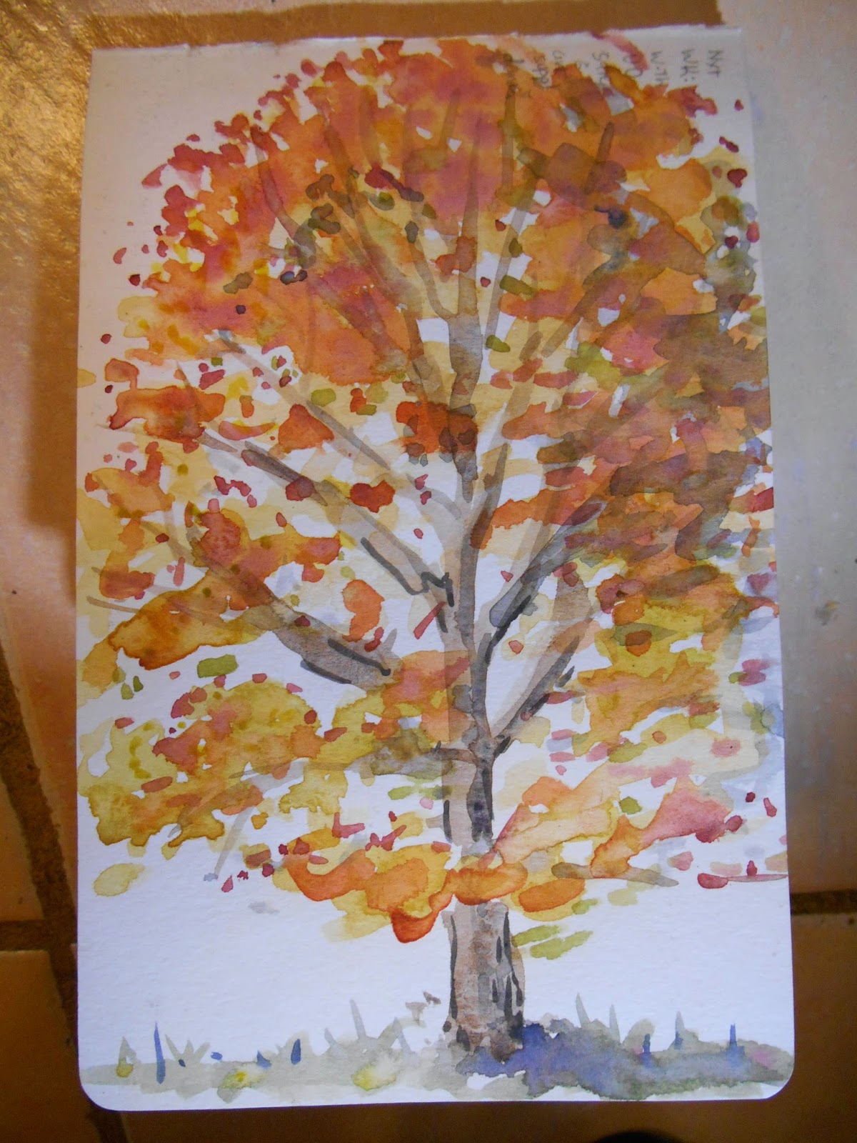 Urban Sketchers Portland: Watercolor: a tree in autumn