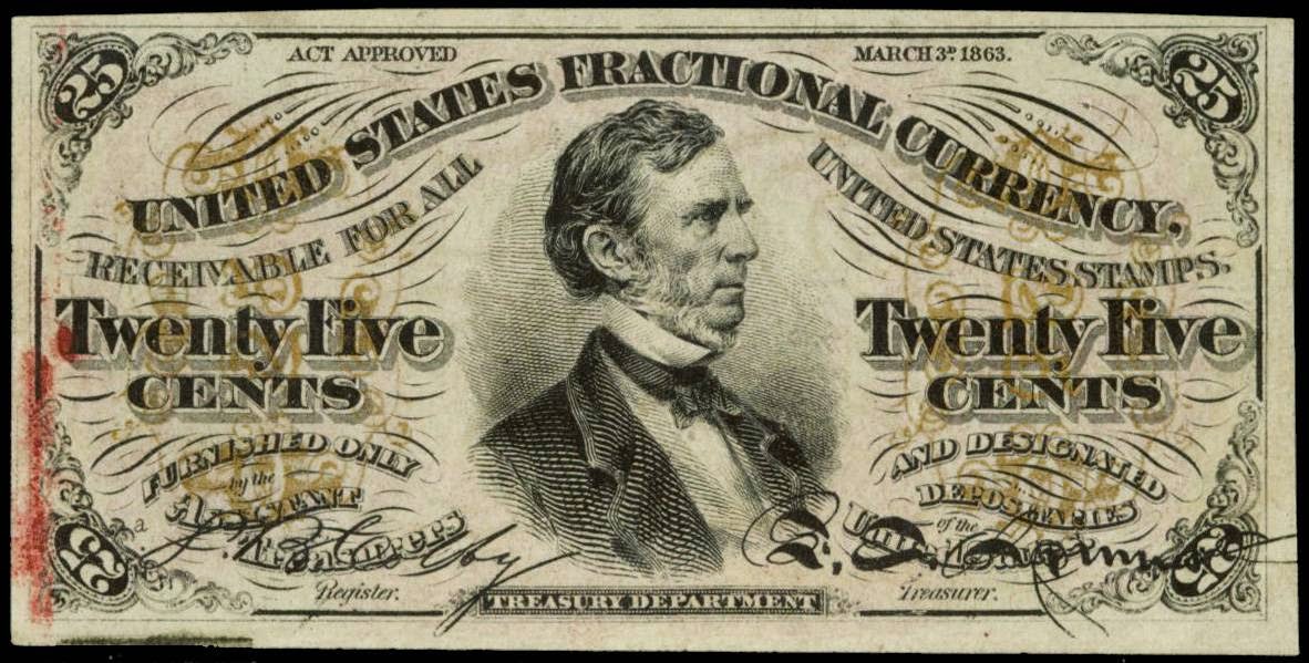 Fractional Currency 25 Cents 1863 Third Issue, William P. Fessenden ...