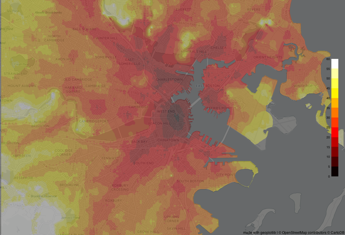 Visualizing travel time in Boston - Vivid Maps