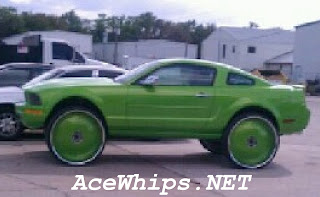 Ace-1: Candy Slime Green Ford Mustang on 30" DUB Delusion Floaters
